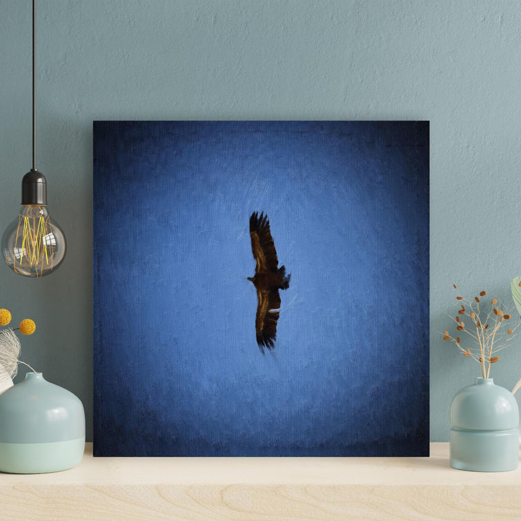 Latitude Run® Dark Blue Sky And Black Flying Bird 1 Piece Rectangle